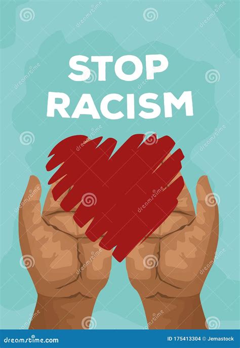 Interracial Hands With Heart Stop Racism Campaign Stock Vector