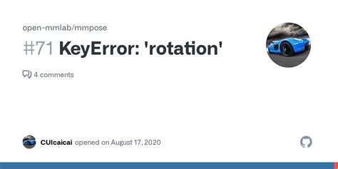 KeyError Rotation Issue Open Mmlab Mmpose GitHub