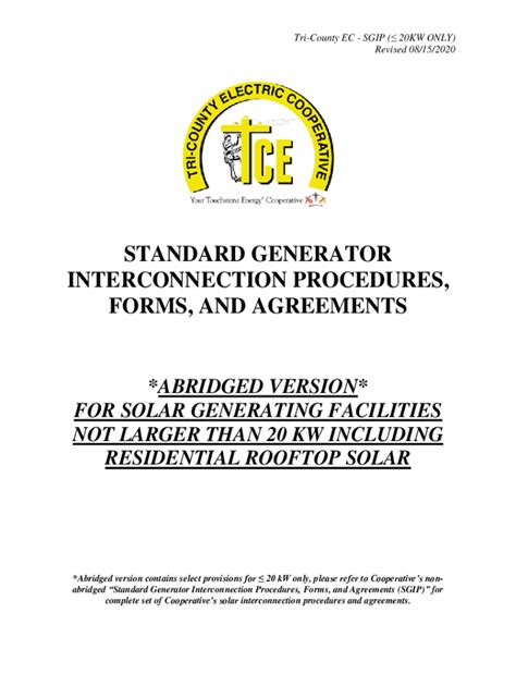 Fillable Online Standard Generator Interconnection Procedures Forms And Fax Email Print