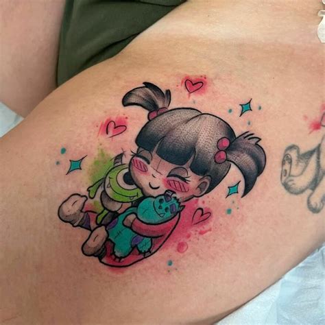 Boo From Monsters Inc Watercolor Tattoo In 2024 Disney Sleeve