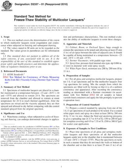 ASTM D Standard Test Method For Freeze Thaw Stability Of