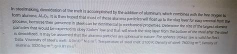 In Steelmaking Deoxidation Of The Melt Is