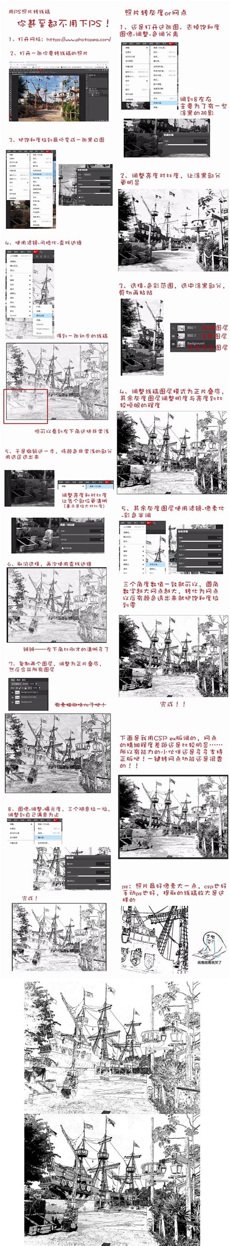 照片ps转线稿