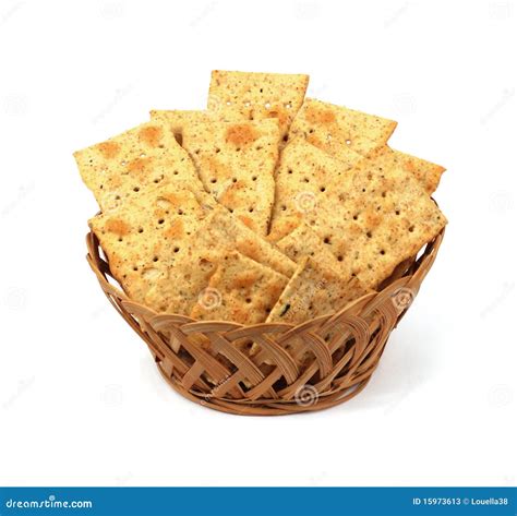Looking Down On Flat Bread Crackers Stock Image Image Of Basket