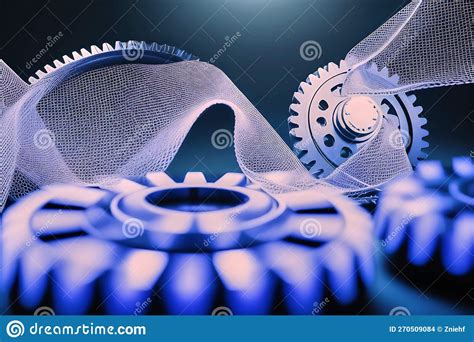 Abstract Conceptual Image Of Gears And A Construction Matrix In The