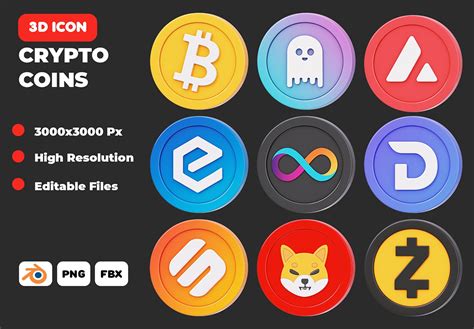 44款3d立体圆形金融加密货币图标icons设计blenderfbxpng格式素材 Crypto Coins 3d Icon Pack