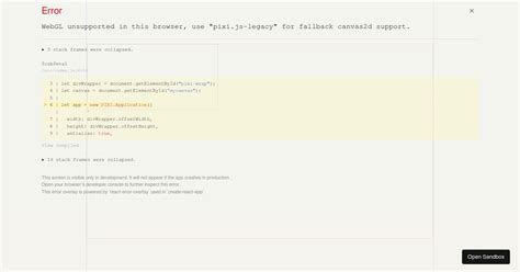 Pixi Example Codesandbox