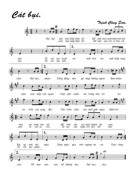 Cát Bụi Piano Sheet Trịnh Công Sơn Tải Sheet Nhạc Miễn Phí