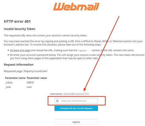 Error 401 Token de Seguridad no válido en Webmail Tutoriales Neubox