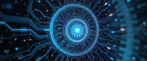 Futuristic Cybernetic Eye Design Shows Complex Tech Interface Intricate System Of Glowing Blue