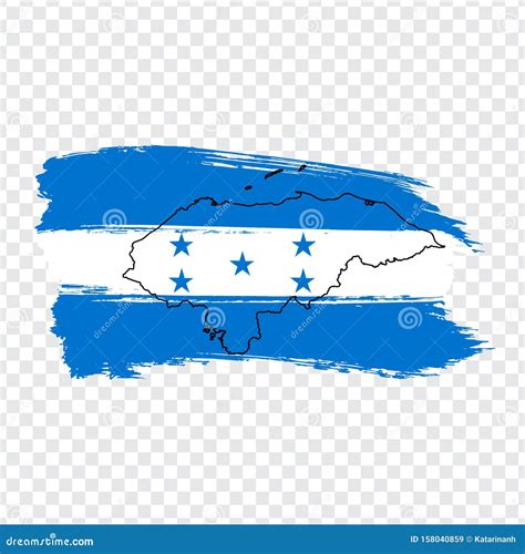Flag Honduras From Brush Strokes And Blank Map Honduras High Quality