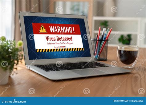 Virus Warning Alert On Computer Screen Detected Modish Cyber Threat