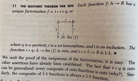 Solved 11 The Quotient Theorem For Sets Each Function Fa→b