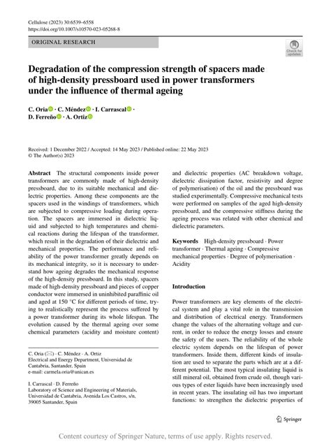 Pdf Degradation Of The Compression Strength Of Spacers Made Of High