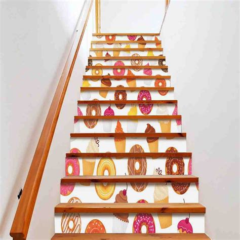 Cartoon Cake Stair Stickers Delicious Dessert Stairway Decals Removable