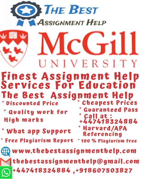 Mcgill University Assignment Help By The Best Assignment Help Medium