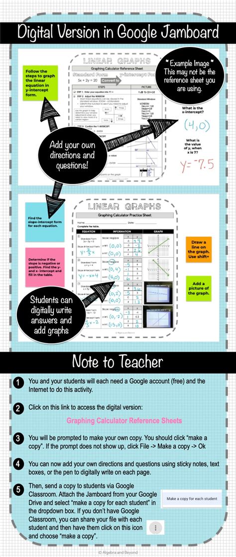 Graphing Linear Functions Ti 84 Calculator Reference Sheet And Pract