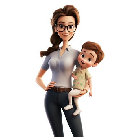 Premium Photo Cartoon Of Mom And Your Son