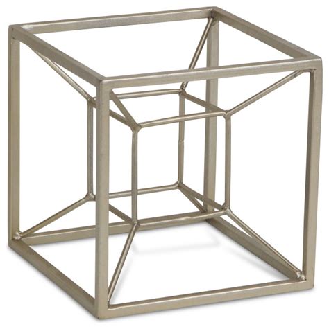 Metal Tesseract Shaped Table Decor Contemporary Decorative Objects