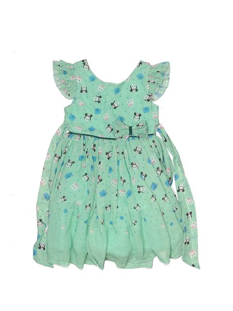 Disney 100 Polyester Floral Blue Green Special Occasion Dress Size 6x