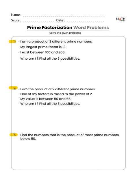 Prime Factorization Word Problems Pdf