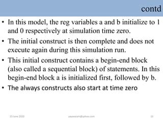 Lect 7 Verilog Behavioral Model For Absolute Beginners PPTX Programming Languages Computing