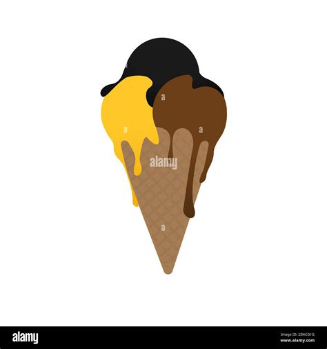 Charcoal Chocolate And Mango Ice Cream In Brown Chocolate Waffle Cone