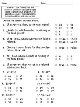 NBT Fluently Add And Subtract Within Bundle TPT