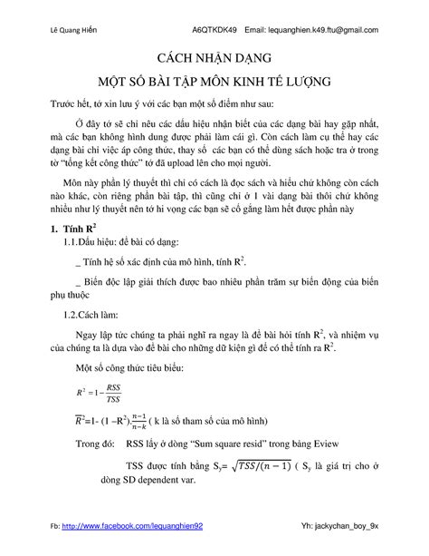 Nhận dạng đề thi Kinh tế lượng - CÁCH NH N D NG M T S BÀI T P MÔN KINH ...