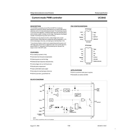 Uc3842 Philips Current Mode Pwm Controller Datasheet