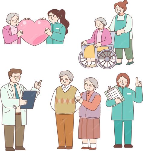 Premium Vector Senior Citizens Nursing Homes Caregivers Caregivers