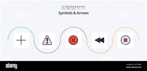Symbols And Arrows Line Filled Flat 5 Icon Pack Including Hide Stop