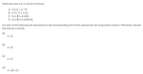 Solved Define The Sets A B C And D As Follows A Chegg Com