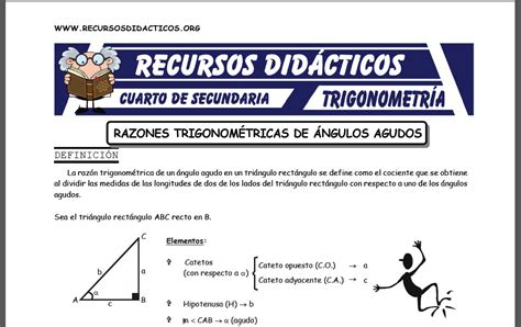 Razones Trigonométricas para Cuarto de Secundaria Recursos 2024