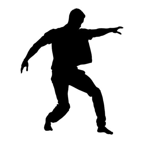Silueta de un bailarín masculino en pose de acción Vector Premium