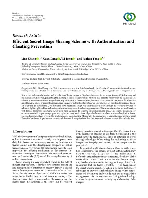 Pdf Efficient Secret Image Sharing Scheme With Authentication And Cheating Prevention