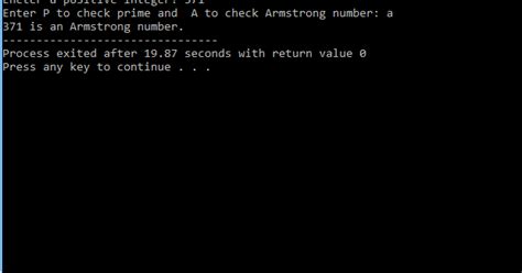C Program To Check Prime Or Armstrong Number Using Function