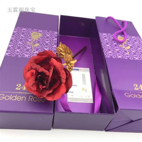 ดอกกุหลาบสีแดง ชุบทองคำ 24k พร้อมกล่อง และ ถุงกระดาษ Shopee Thailand