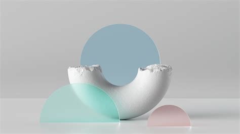3d 렌더링 흰색 바위 조약돌 유적 및 깨진 기하학적 토러스 모양의 추상적 인 배경 모던 한 미니멀 쇼케이스 장면 돌 건축자재에