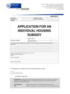 APPLICATION FOR AN INDIVIDUAL HOUSING SUBSIDY Application For An