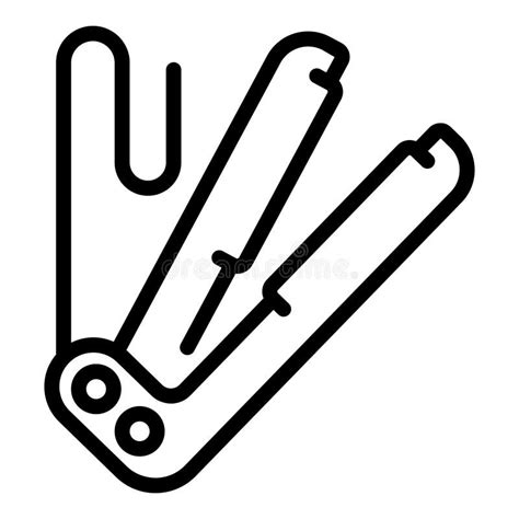 Hair Flattener Icon Outline Vector Electric Straightener Tool Stock