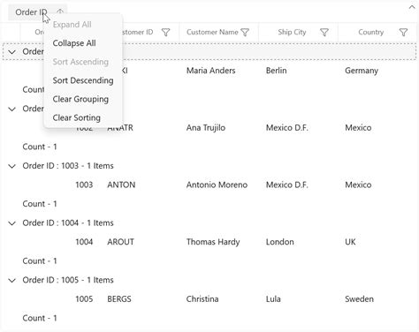 Context Flyout In Winui Datagrid Control Syncfusion