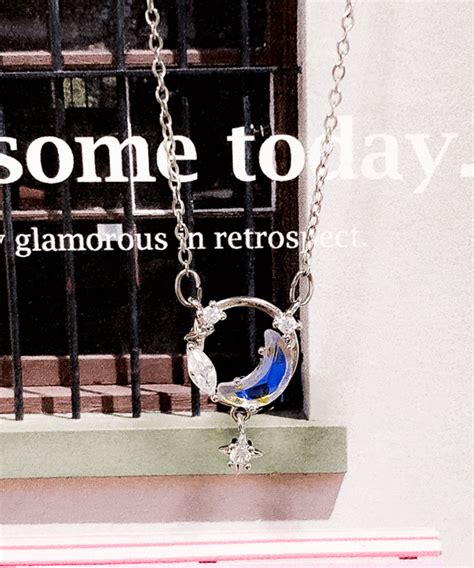 반짝 별 큐빅 크리스탈 달 목걸이 에이블리