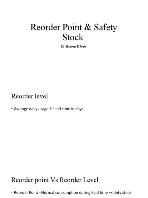 Reorder Point Safety Stock Pdf