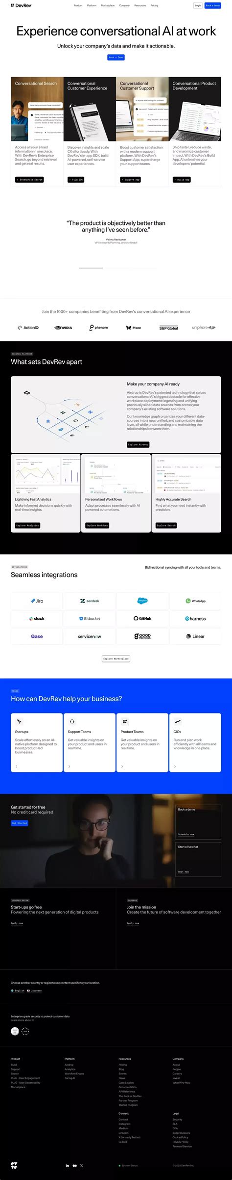 Devrev Conversational Ai At Work On Landbook Get Inspired By Landing