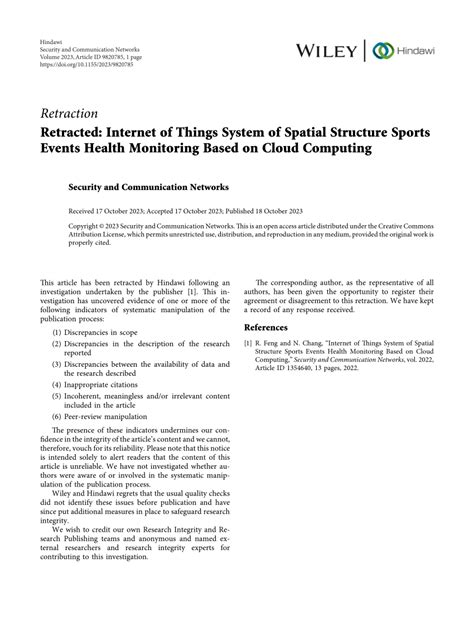 Pdf Retracted Internet Of Things System Of Spatial Structure Sports