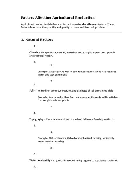 Factors Affecting Agricultural Production Pdf Agriculture Irrigation