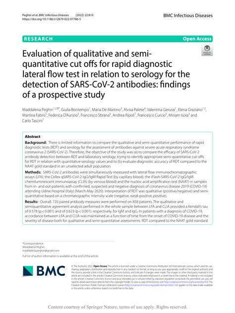 Pdf Evaluation Of Qualitative And Semi Quantitative Cut Offs For Rapid Diagnostic Lateral Flow