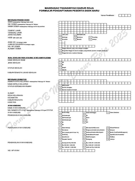 Formulir Ppdb Mts 2023 Pdf