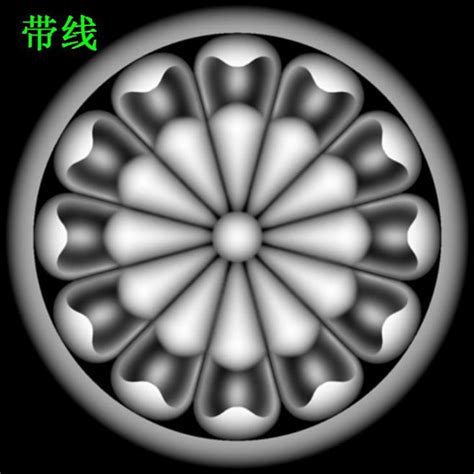 L074精雕图浮雕灰度图雕刻圆形花图库